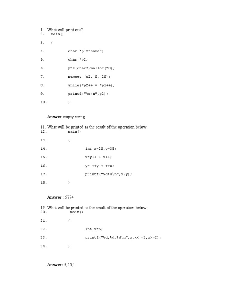 C Programming Output Examples and Explanations | PDF | Computer Programming | Notation