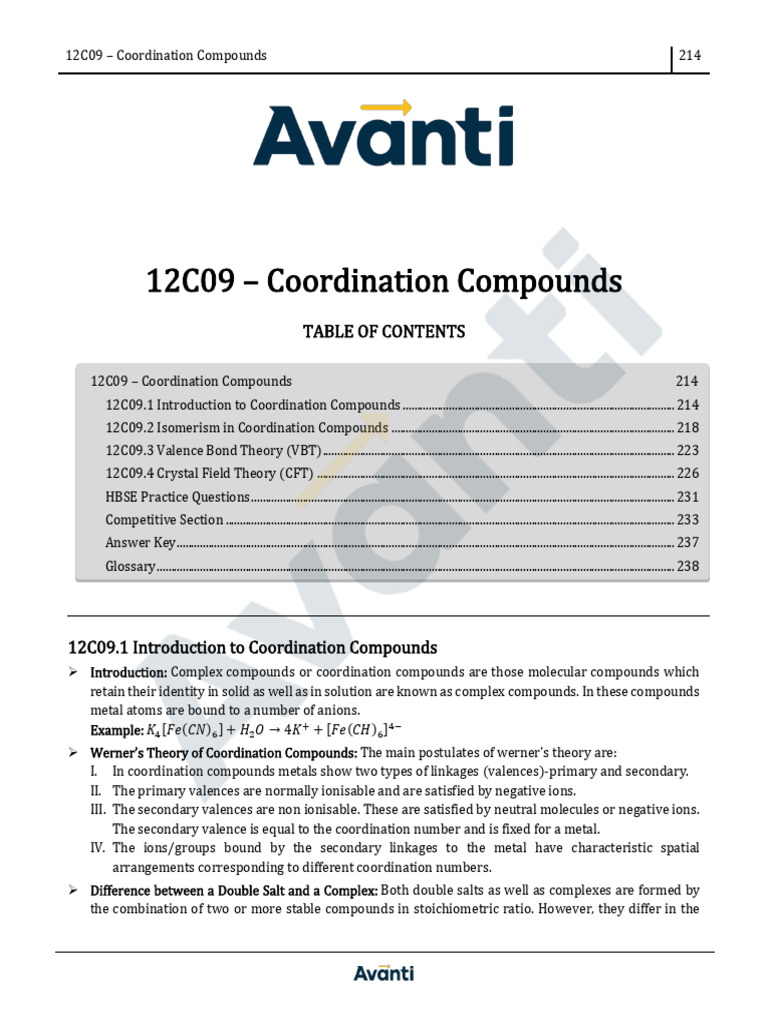 Coordination Compounds Overview | PDF | Coordination Complex | Ligand