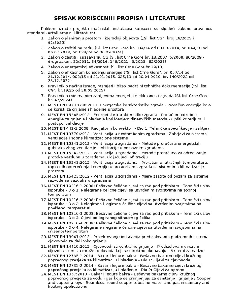 2.5 Spisak Korišćenih Propisa | PDF