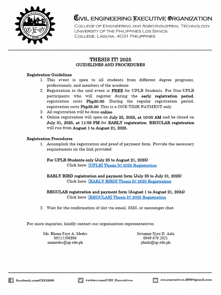 Thesis IT! 2025 Registration Guide | PDF