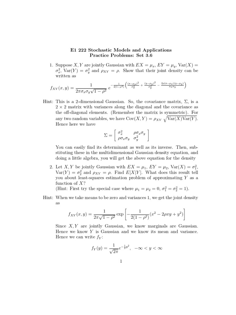Problem Sheet 3.6 Hints | PDF | Vector Autoregression | Variance