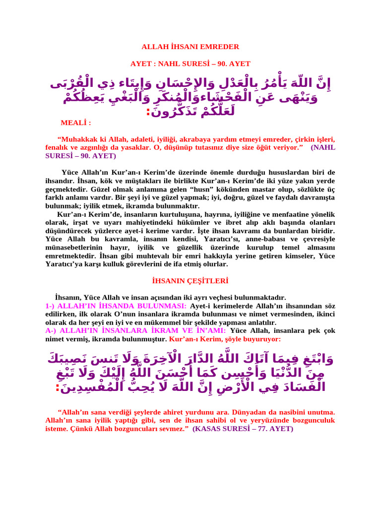Allah İhsani Emreder | PDF