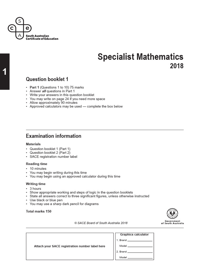 Specialist Mathematics Exam Guide | PDF | Mathematics | Geometry