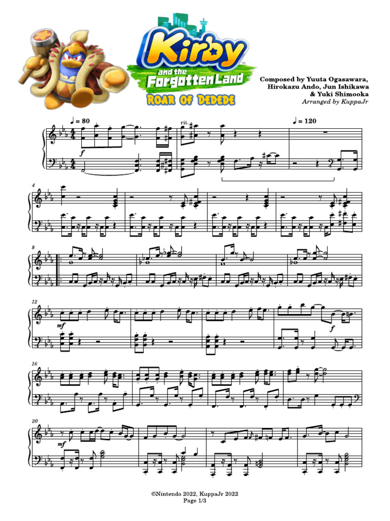 Roar of Dedede Kirby and The Forgotten Land | PDF