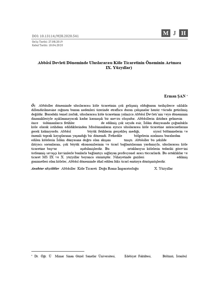 Abbasiler Döneminde Köle Ticaretinin Öneminin Artması | PDF
