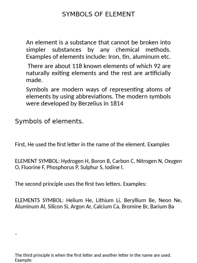 YEAR 10 CHEM (SYMBOLS OF ELEMENTS) | PDF