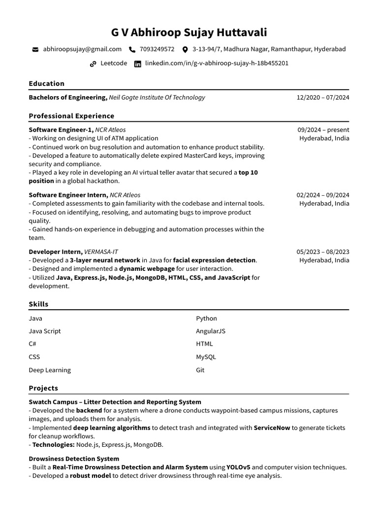 Abhi Roop Su Jay Resume | PDF | Deep Learning | Java Script