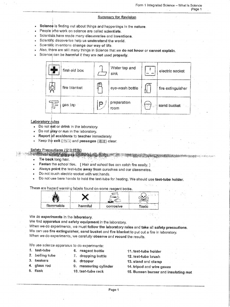 Form1 Science SummaryForRevision | PDF