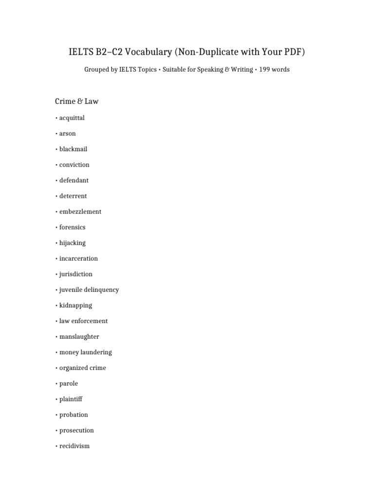 IELTS B2-C2 NonDuplicate Words-1 | PDF