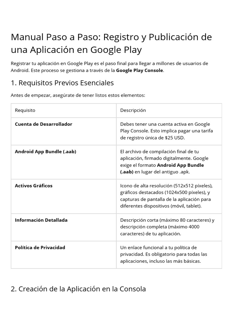 Manual Paso A Paso Registro y Publicación de Una Aplicación en Google Play | PDF | Aplicación ...
