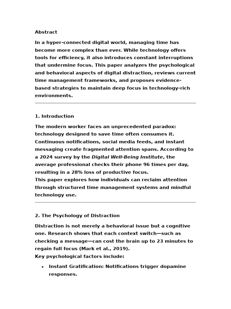 Strategies for Managing Digital Distraction | PDF | Time Management ...