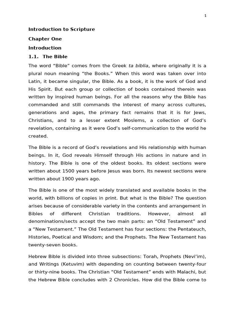 Introduction to Scripture Overview | PDF | Bible | New Testament
