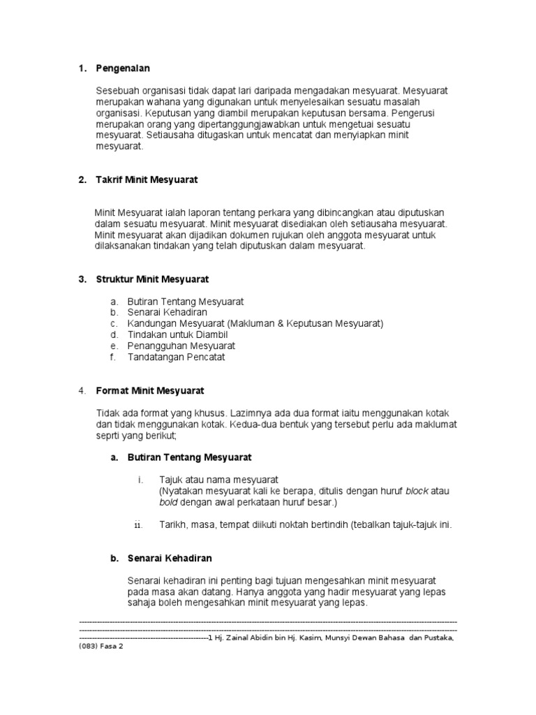 6f1 Nota Minit Mesyuarat | PDF