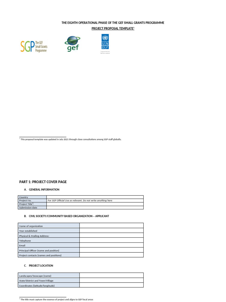 UNDP Project Proposal Template-2025 | PDF | Agriculture | Global Environment Facility