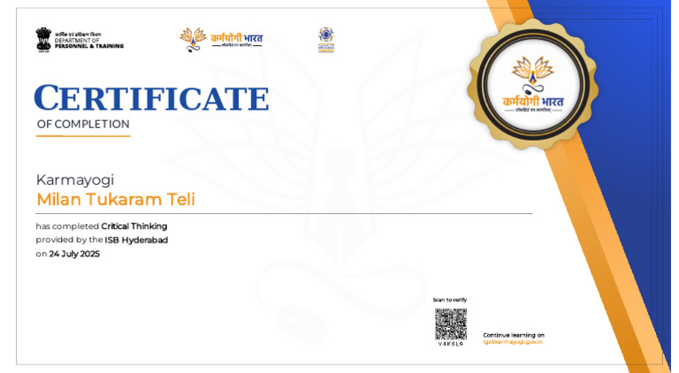 Certificate of Completion: Critical Thinking | PDF