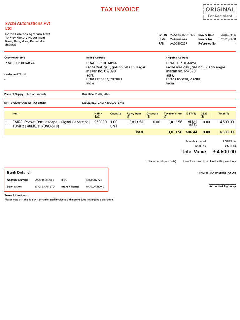 Tax Invoice for Pradeep Shakya | PDF | Government Finances | Taxes
