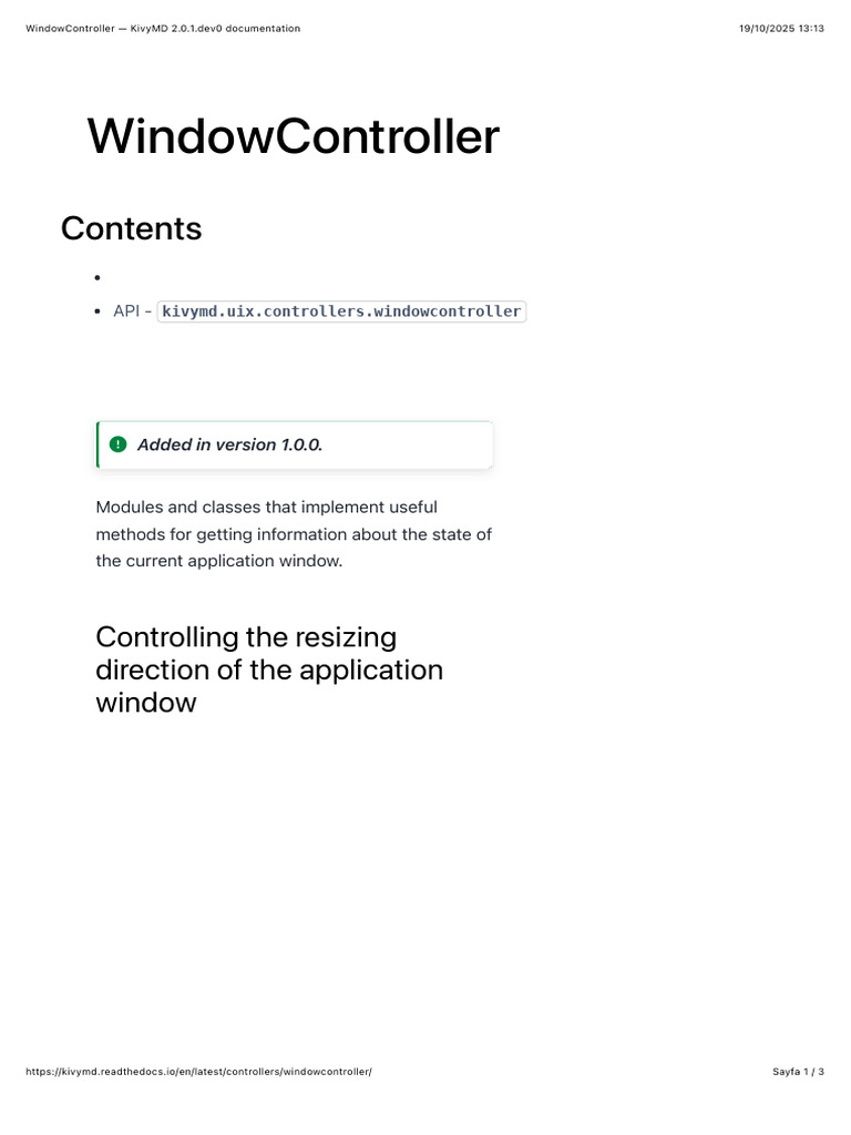 WindowController - KivyMD 2.0.1.dev0 Documentation | PDF | Software | Information Technology