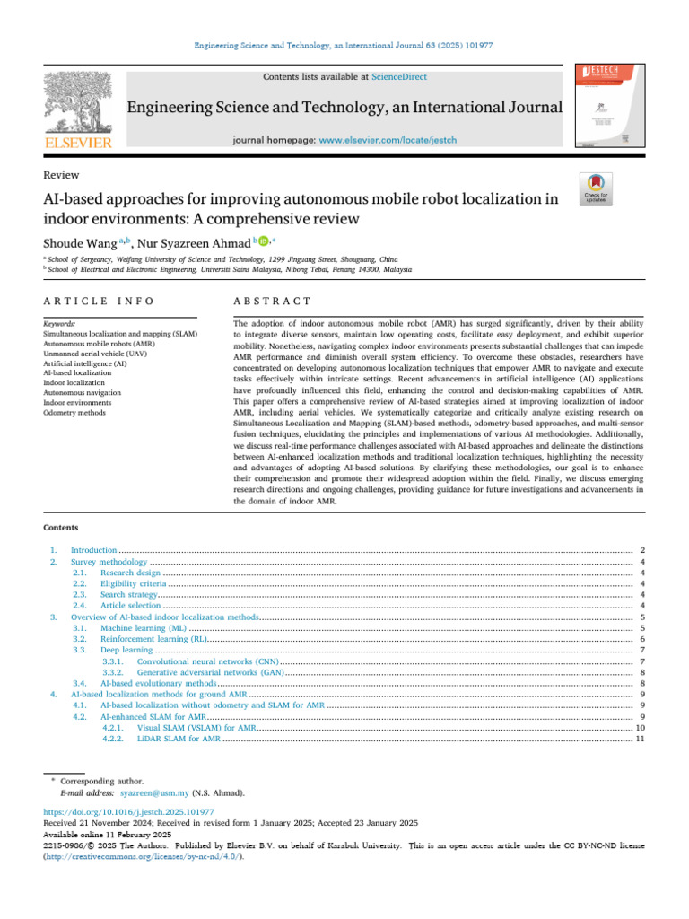 Ai Based Approaches For Improving Autonomous Mobile Robot Localization