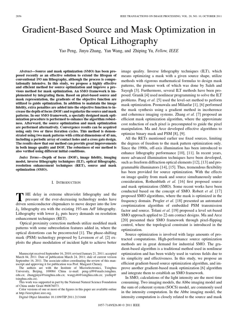Gradient-Based Source and Mask Optimization in Optical Lithography ...