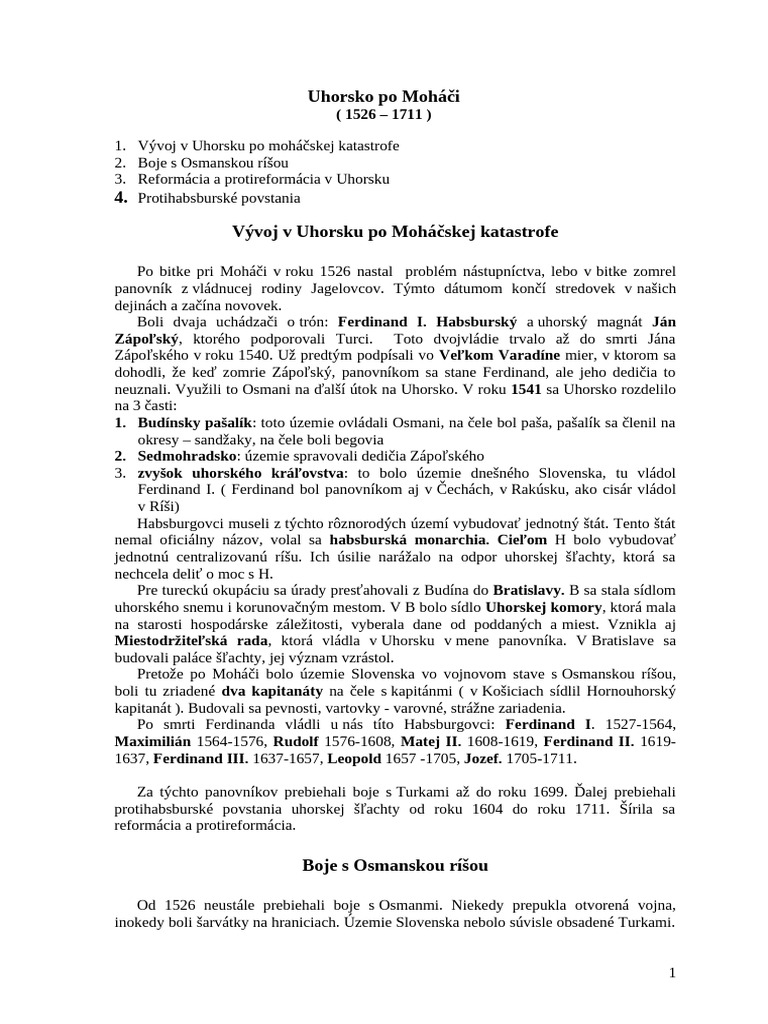 Uhorsko 1526-1711, A | PDF