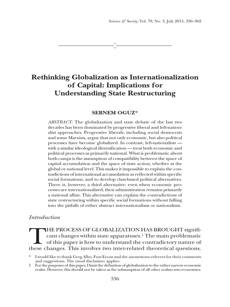 Rethinking Globalization As Internationalization of Capital ...