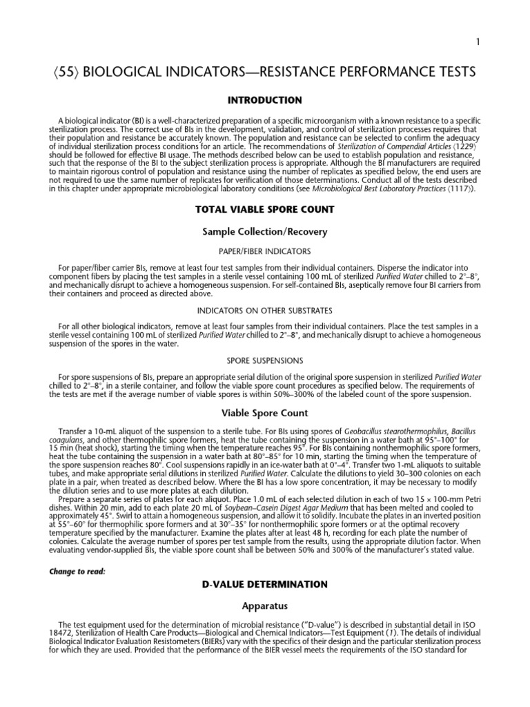 Biological Indicators | PDF | Sterilization (Microbiology) | Purified Water