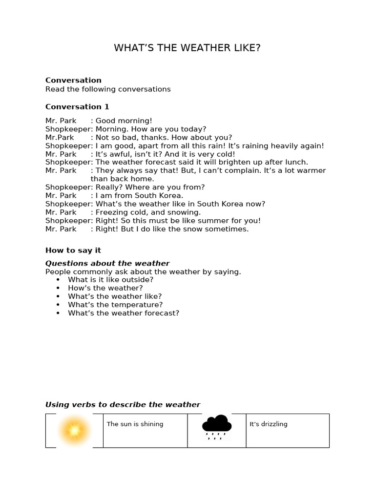 Understanding Weather Conversations | PDF | Weather | Snow