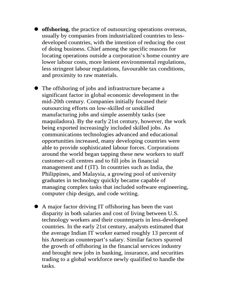 Off Shoring | PDF