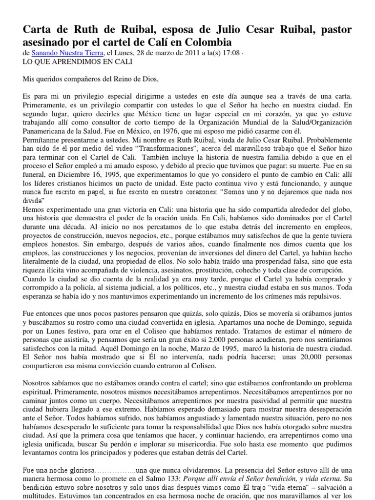 Carta de Ruth de Ruibal | PDF | Oración | Muerte