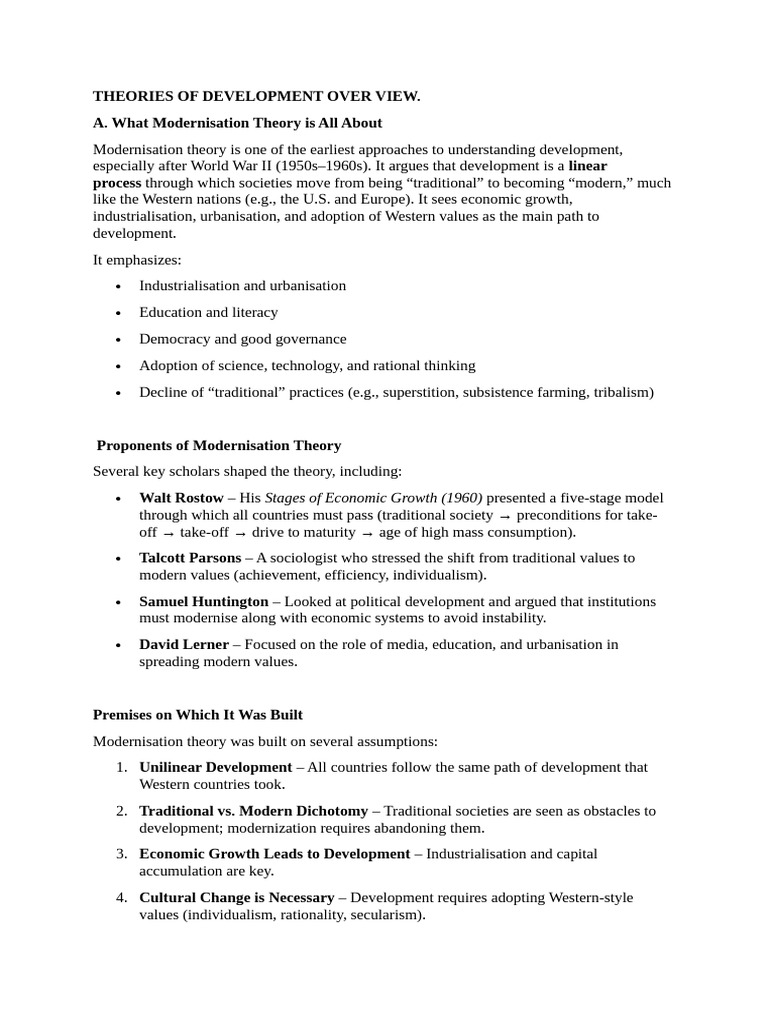 Theories of Development Over View | PDF | Marxism | Neoliberalism