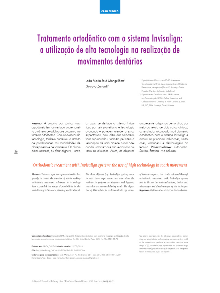 Tratamento Ortodôntico com Invisalign | PDF | Dente humano | Ortodontia