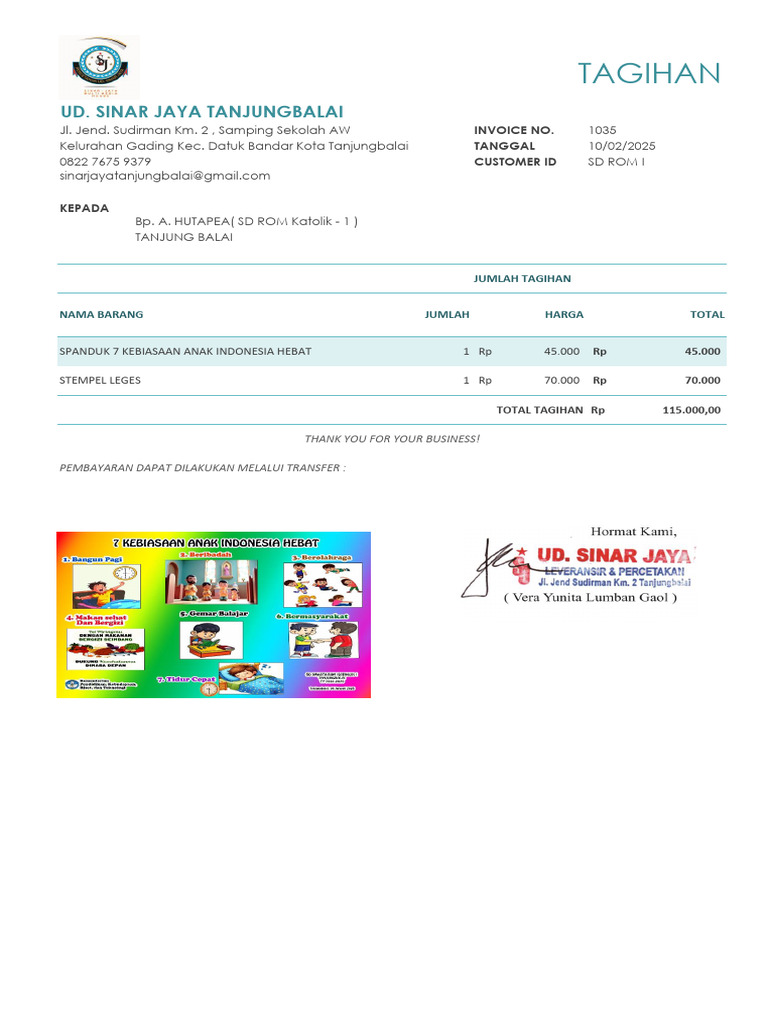 Invoice Pembelian Spanduk dan Stempel | PDF