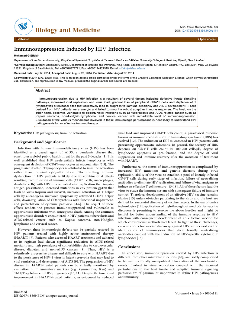 HIV-Induced Immunosuppression Explained | PDF | Hiv | Immune System