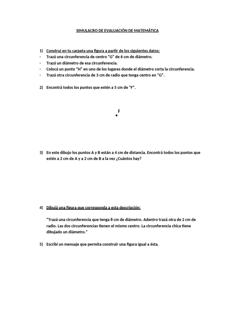 Simulacro de Evaluación de Matemática | PDF