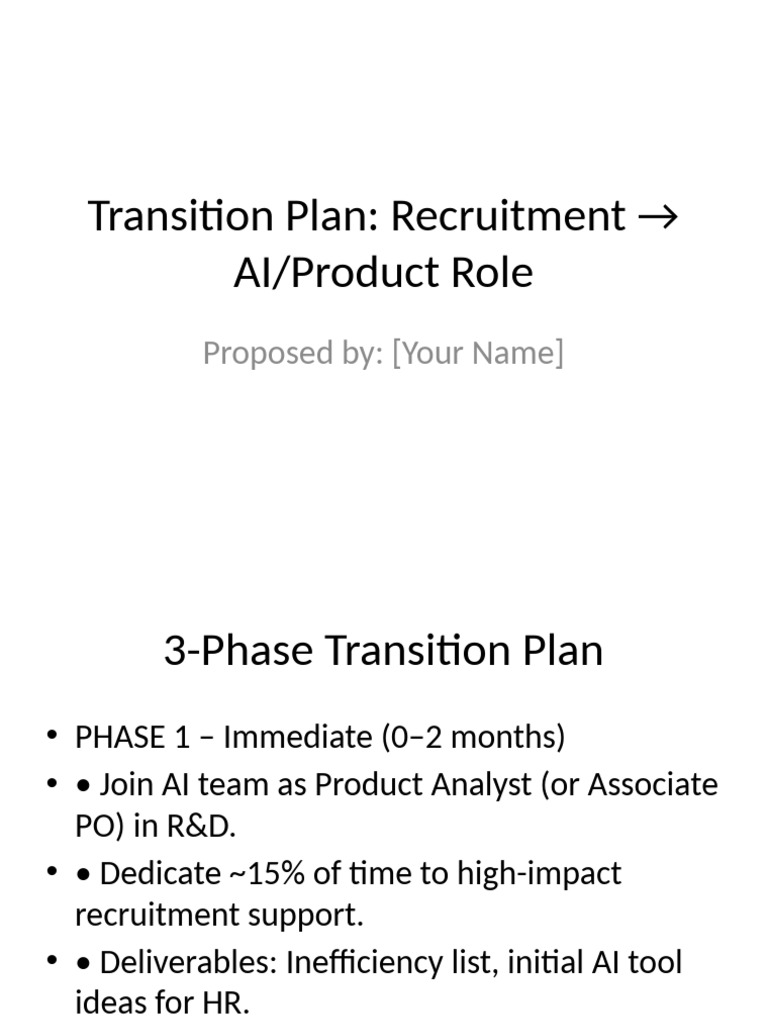 Transition Plan AI Product | PDF