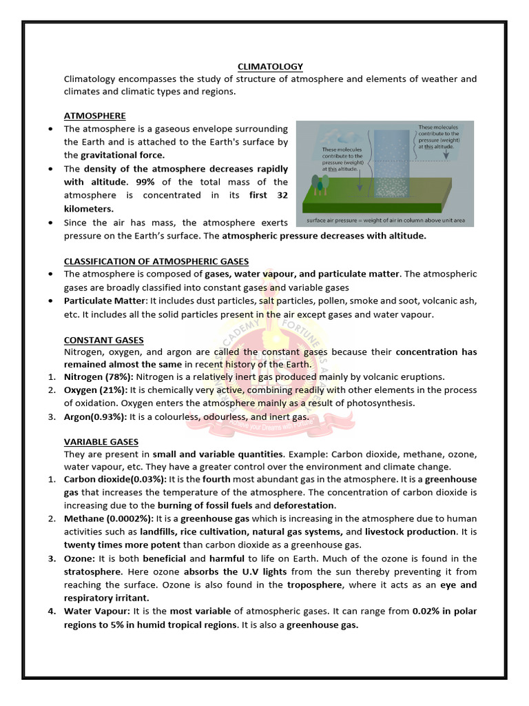 Climatology Complete Notes | PDF | Atmospheric Circulation | Atmosphere ...