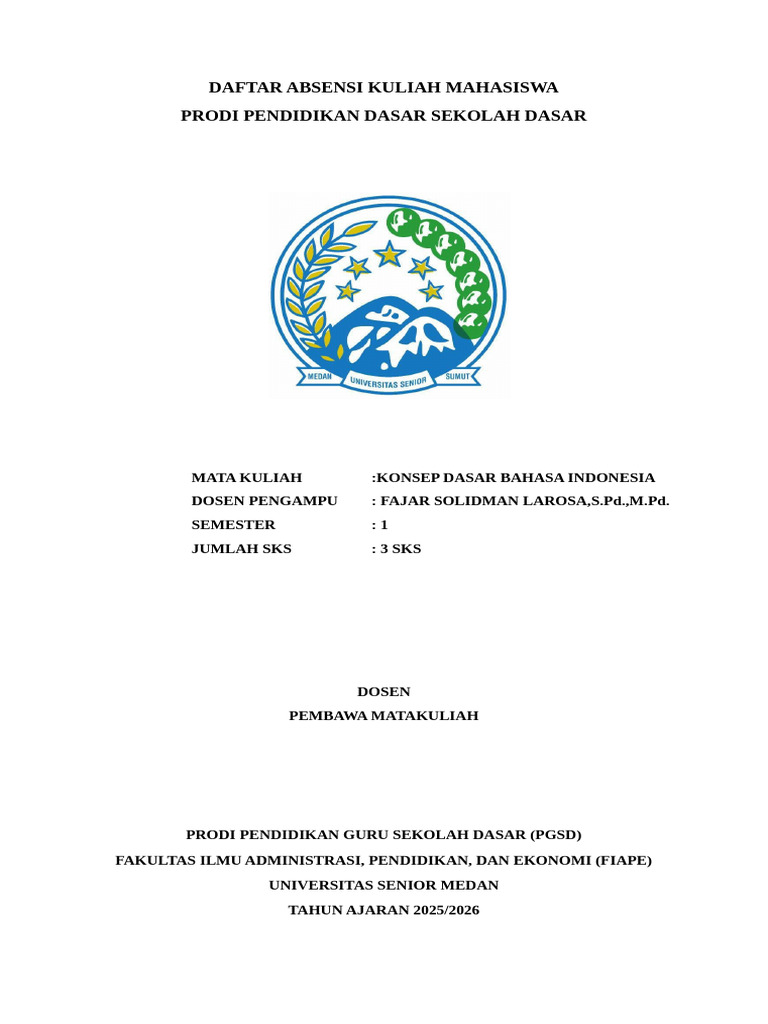 Daftar Absensi Kuliah Mahasiswa | PDF
