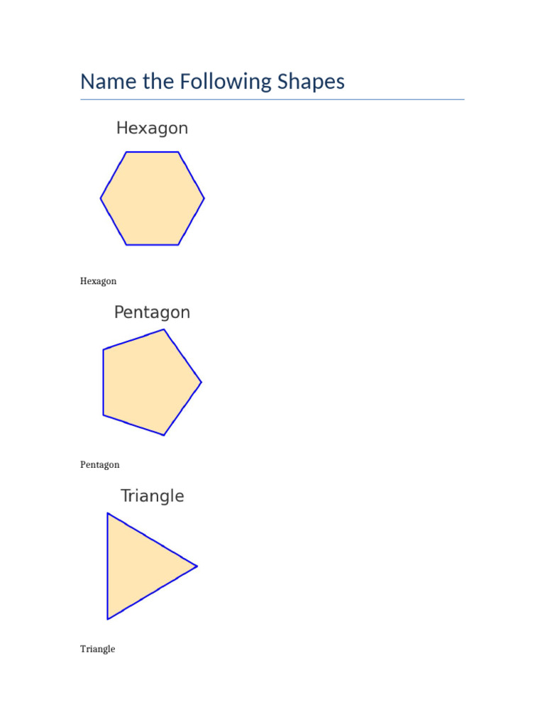Shapes Naming Exercise | PDF
