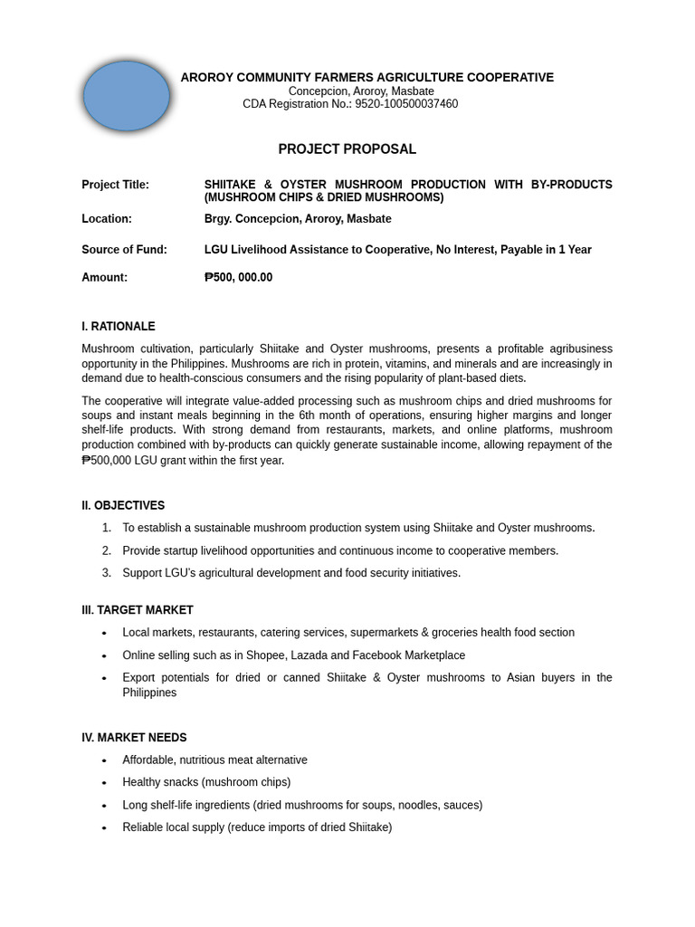 Mushroom Farming Project Proposal | PDF | Mushroom