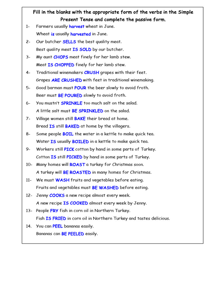 Passive Voice Answers | PDF