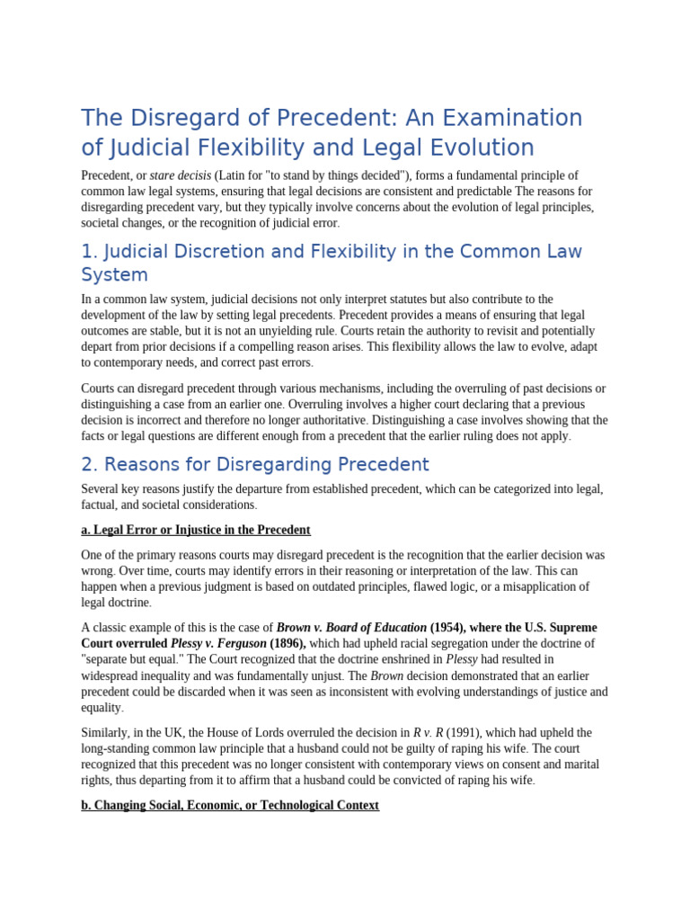 Disregarding Precedent in Law: Key Insights | PDF | Precedent | Common Law