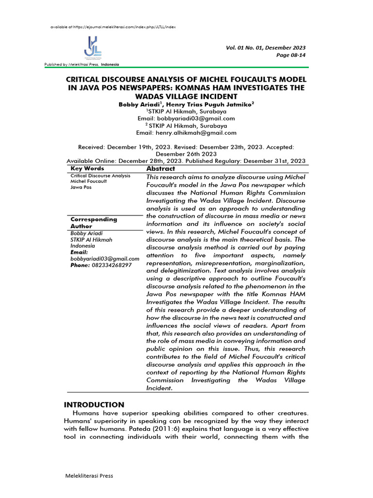 Foucault's Discourse Analysis in Jawa Pos | PDF | Discourse | Knowledge