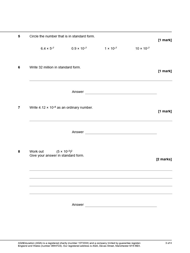Standard Form (F) QP - p3 | PDF