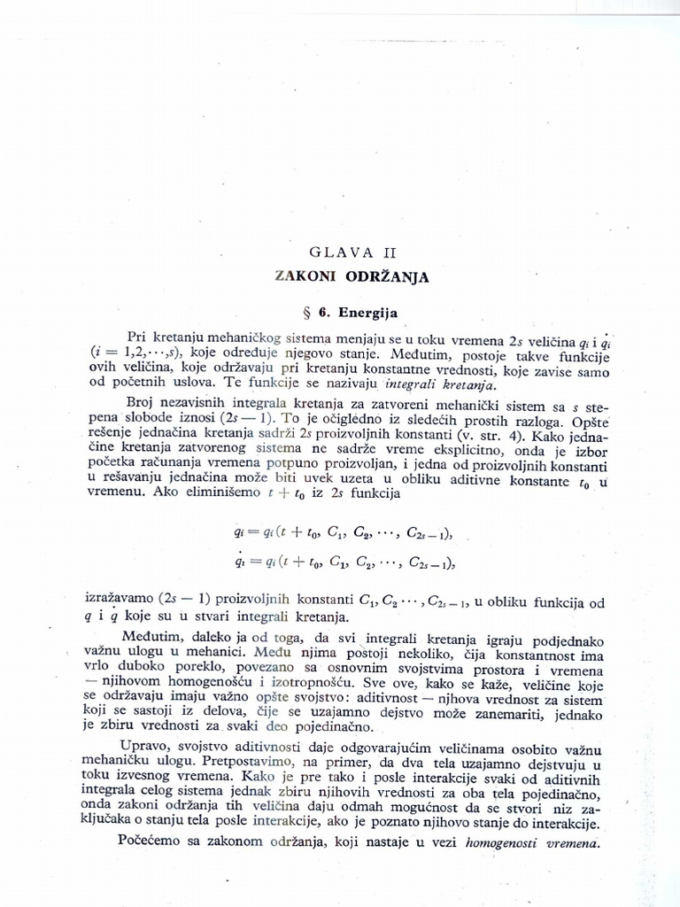 Mehanika - 2. Zakoni Održanja Landau Lifšic | PDF