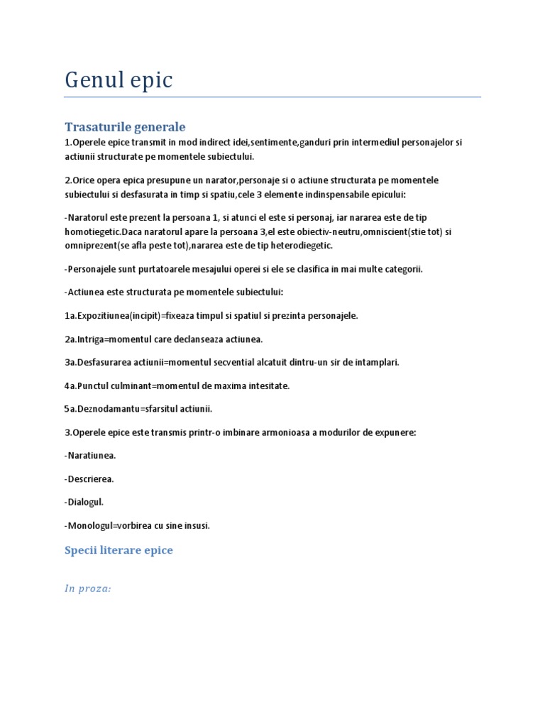 Genul Epic | PDF