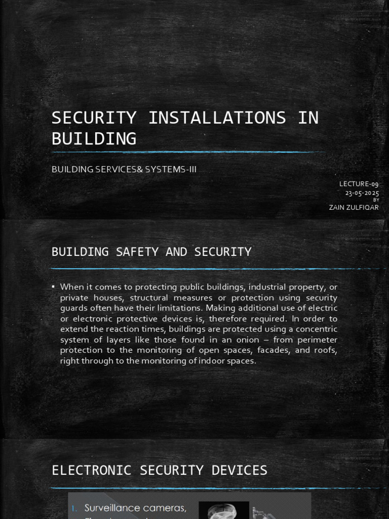 Lec - 9 Security Installation | PDF | Security Alarm | Surveillance
