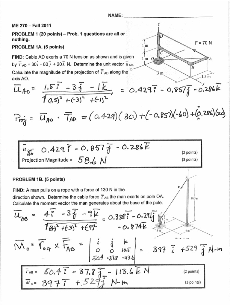 Statics Problem Set for ME 270 | PDF | Mechanics | Physics