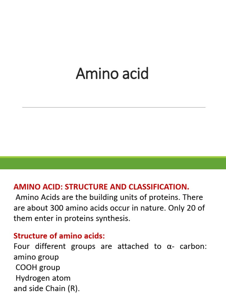 Amino Acids: Structure and Classification | PDF | Amino Acid | Biosynthesis