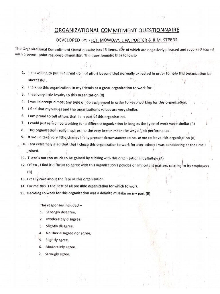 Organization Commitment | PDF