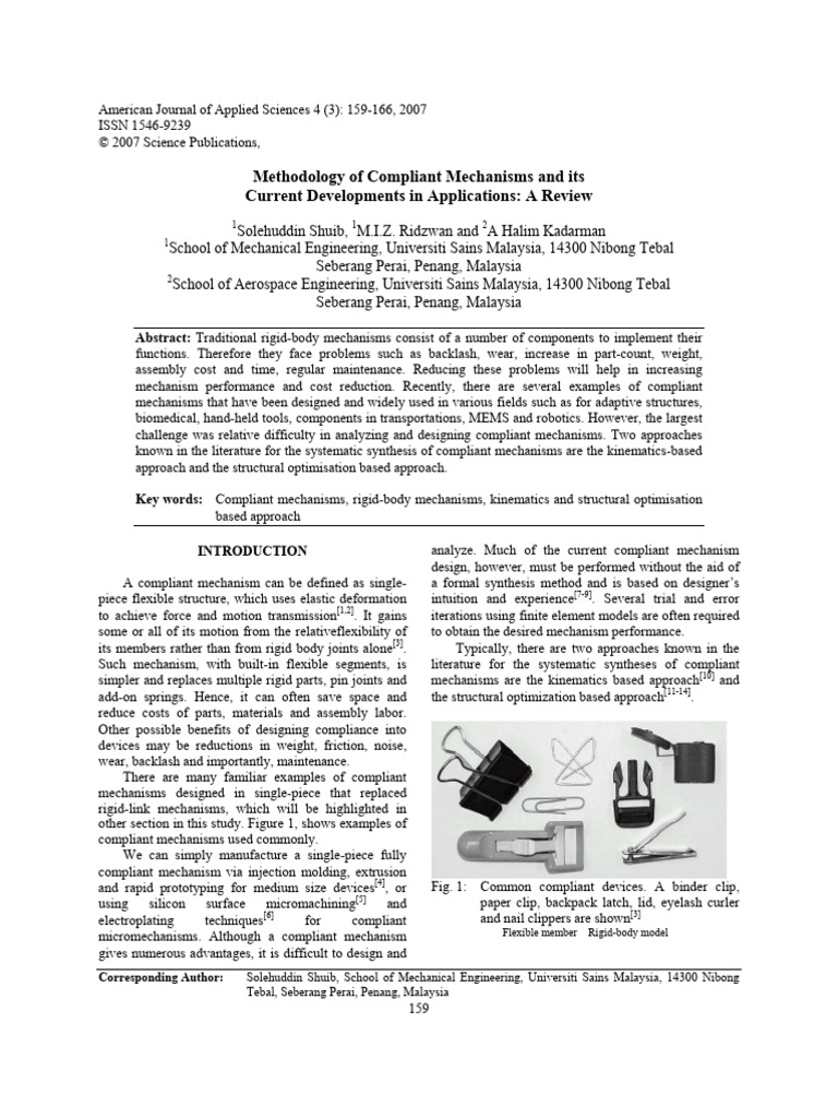 Compliant Mechanisms: Design Methodologies | PDF | Mathematical ...